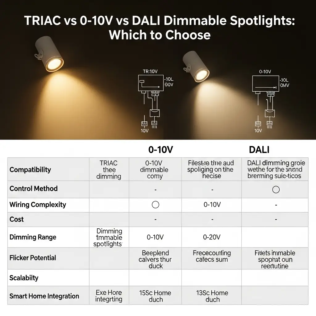 TRIAC vs 0-10V vs DALI Dimmable Spotlights: Which to Choose?